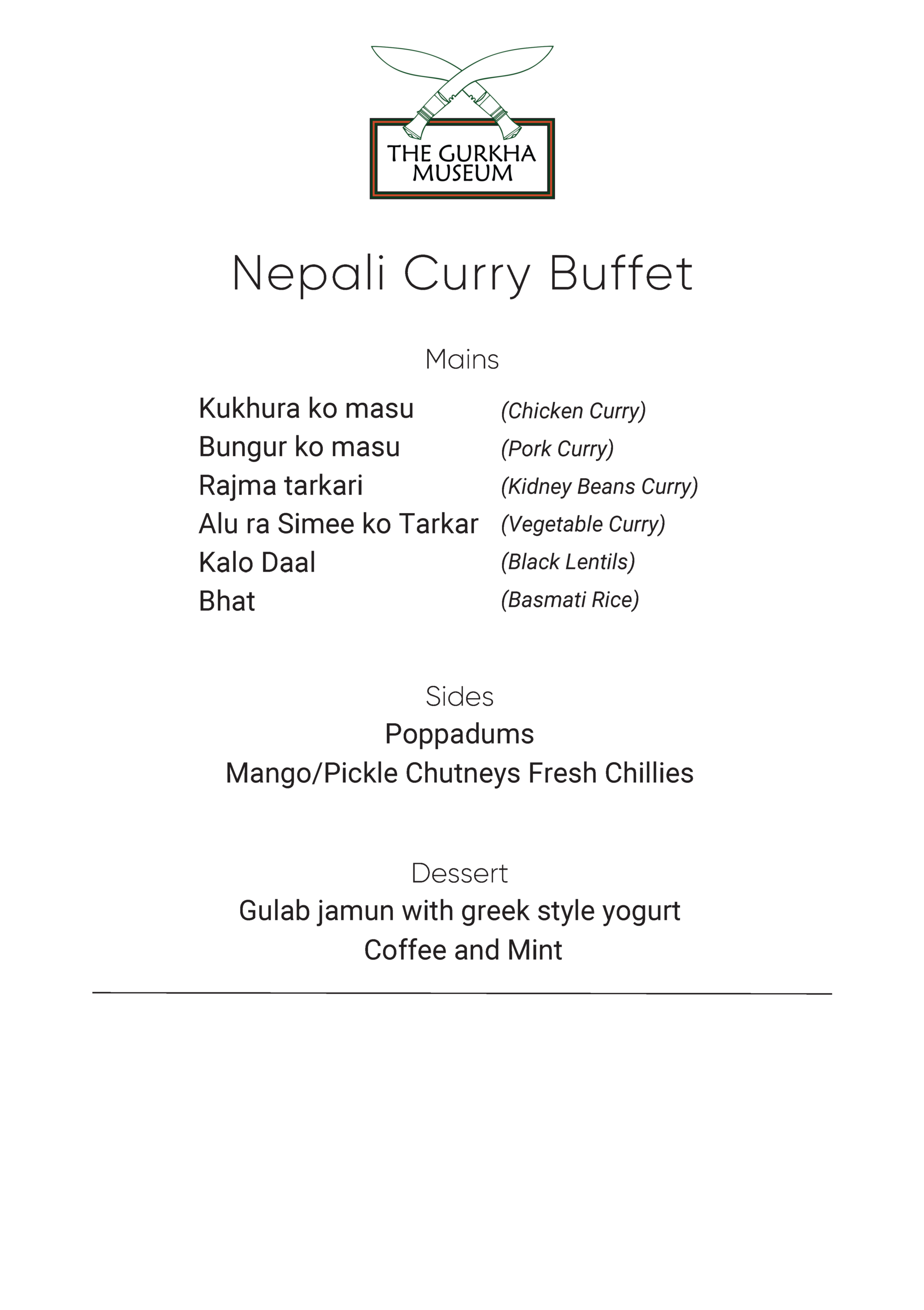 Gurkha Curry Lunch - February 2026 - The Gurkha Museum - Winchester